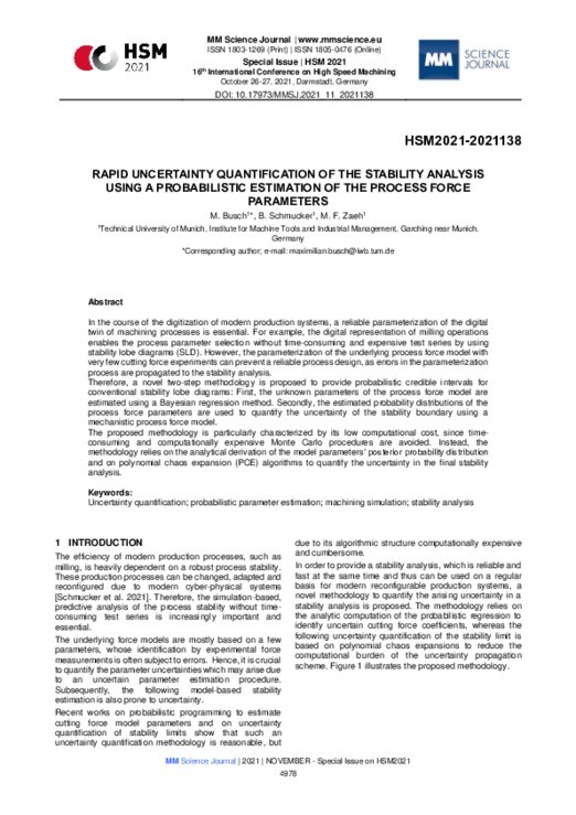 RAPID UNCERTAINTY QUANTIFICATION OF THE STABILITY ANALYSIS USING A