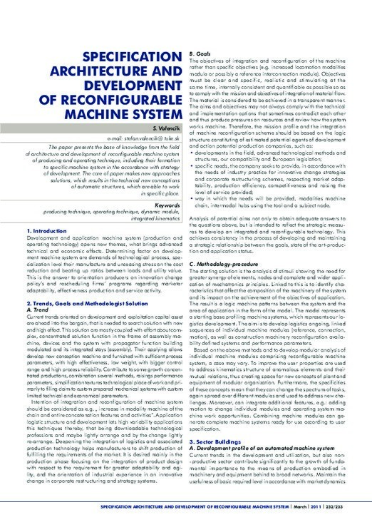 Specification Architecture And Development Of Reconfigurable Machine System Mm Science Journal 