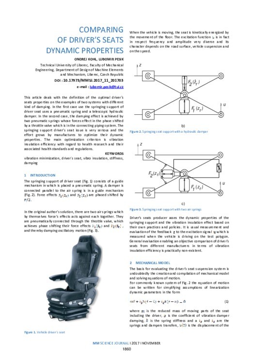 COMPARING OF DRIVER’S SEATS DYNAMIC PROPERTIES | MM Science Journal