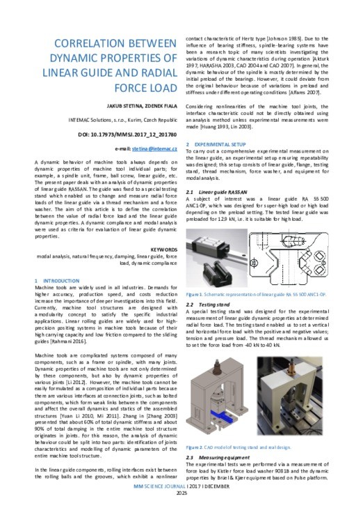 CORRELATION BETWEEN DYNAMIC PROPERTIES OF LINEAR GUIDE AND RADIAL FORCE ...