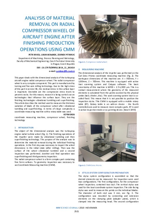 ANALYSIS OF MATERIAL REMOVAL ON RADIAL COMPRESSOR WHEEL OF AIRCRAFT ...