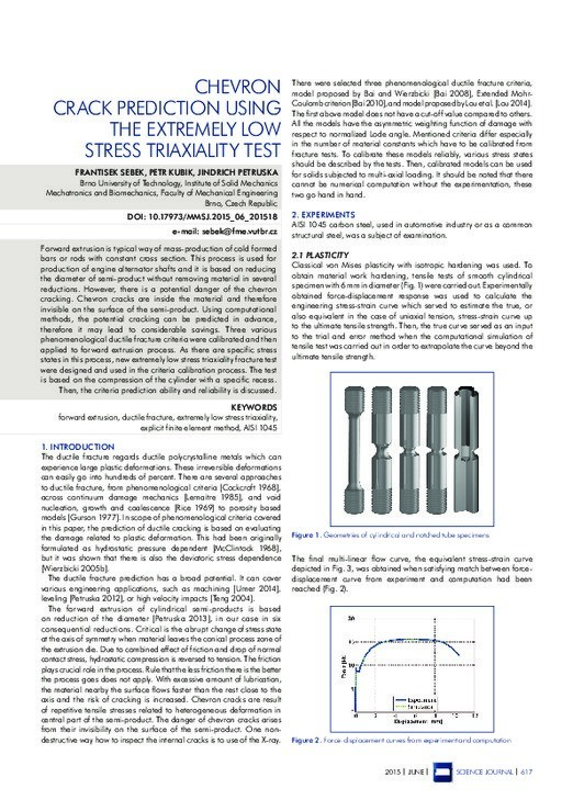 CHEVRON CRACK PREDICTION USING THE EXTREMELY LOW STRESS TRIAXIALITY ...