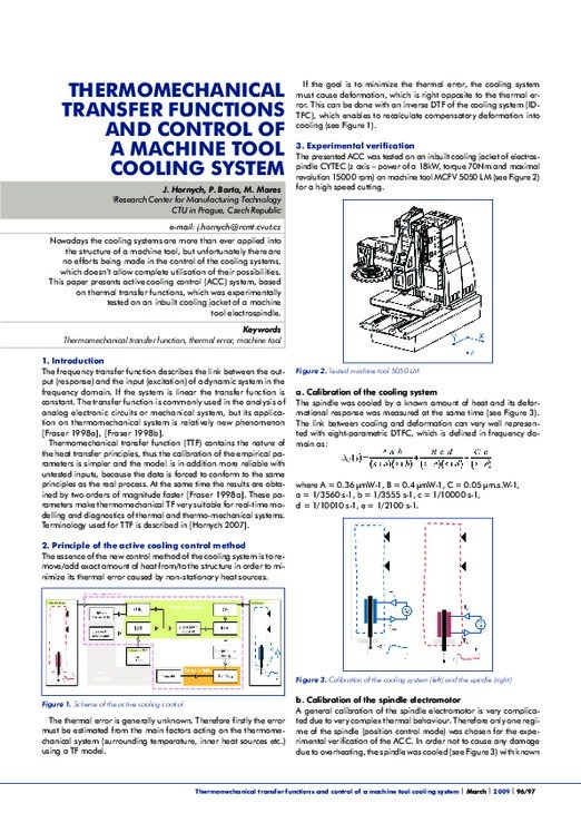 Thermomechanical transfer functions and control of a machine tool ...