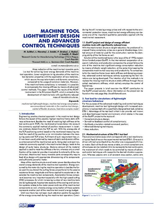 Machine Tool Lightweight Design and Advanced Control Techniques | MM ...
