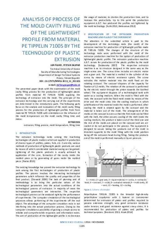 ANALYSIS OF PROCESS OF THE MOLD CAVITY FILLING OF THE LIGHTWEIGHT ...