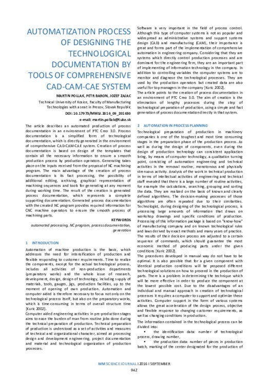 AUTOMATIZATION PROCESS OF DESIGNING THE TECHNOLOGICAL DOCUMENTATION BY ...
