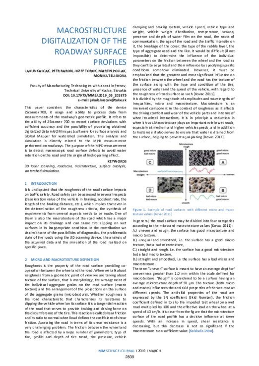 MACROSTRUCTURE DIGITALIZATION OF THE ROADWAY SURFACE PROFILES | MM ...