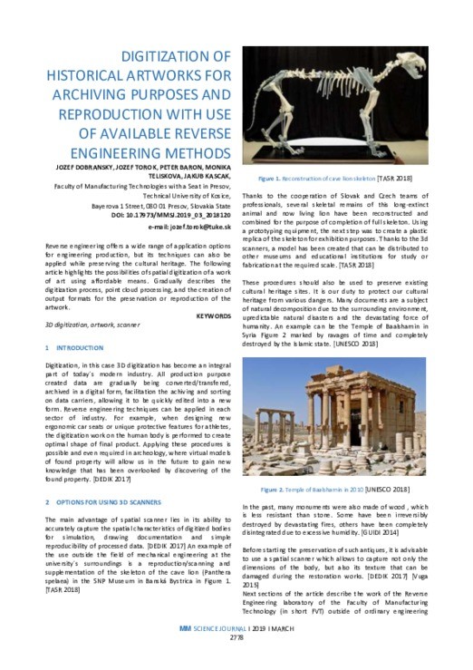 DIGITIZATION OF HISTORICAL ARTWORKS FOR ARCHIVING PURPOSES AND ...