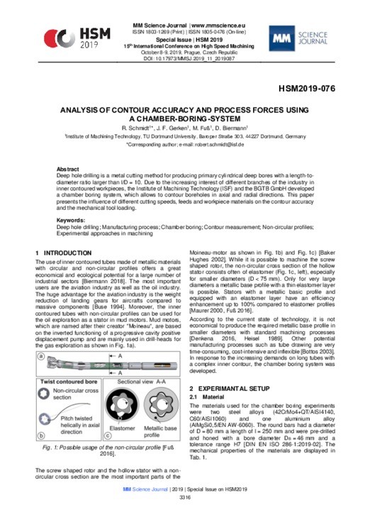 ANALYSIS OF CONTOUR ACCURACY AND PROCESS FORCES USING A CHAMBER-BORING ...