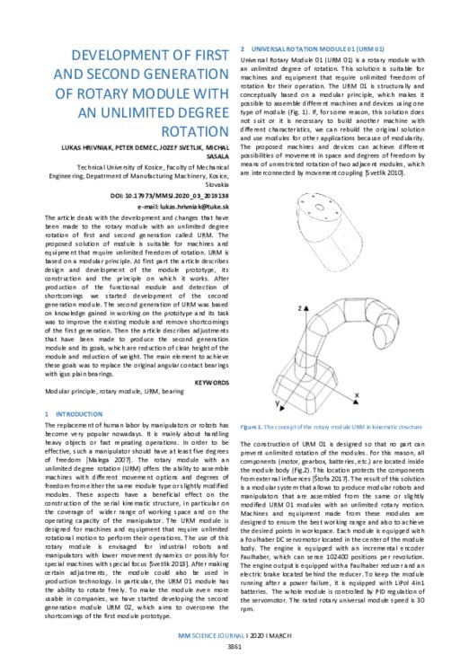 DEVELOPMENT OF FIRST AND SECOND GENERATION OF ROTARY MODULE WITH AN ...