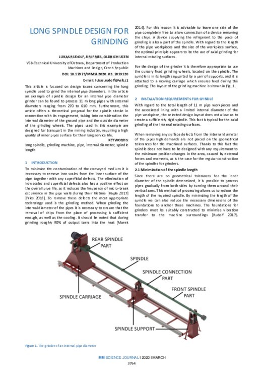 LONG SPINDLE DESIGN FOR GRINDING | MM Science Journal