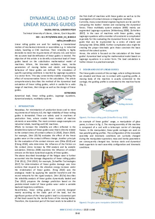DYNAMICAL LOAD OF LINEAR ROLLING GUIDES | MM Science Journal