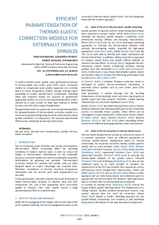EFFICIENT PARAMETERIZATION OF THERMO-ELASTIC CORRECTION MODELS FOR ...