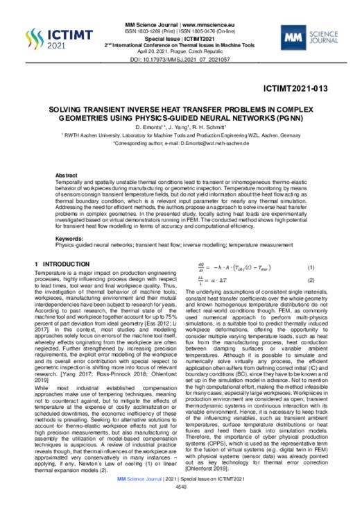 SOLVING TRANSIENT INVERSE HEAT TRANSFER PROBLEMS IN COMPLEX GEOMETRIES ...