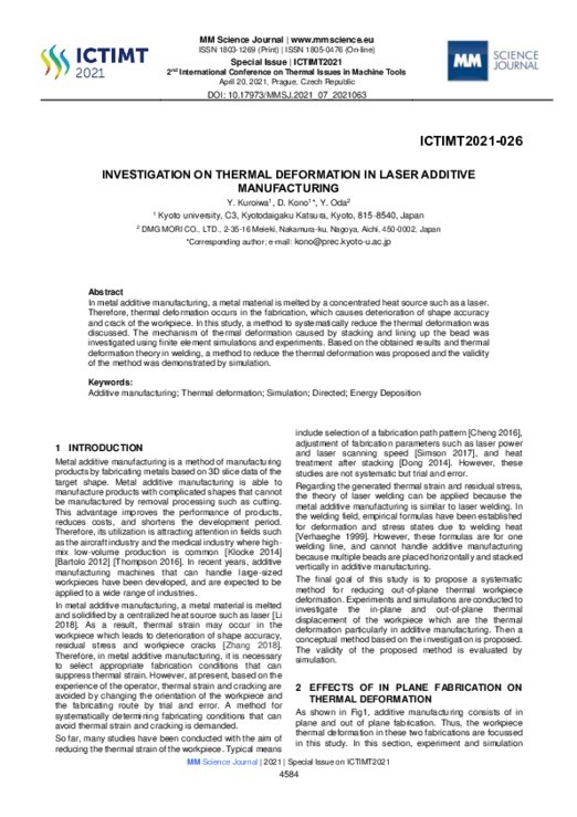 INVESTIGATION ON THERMAL DEFORMATION IN LASER ADDITIVE MANUFACTURING ...