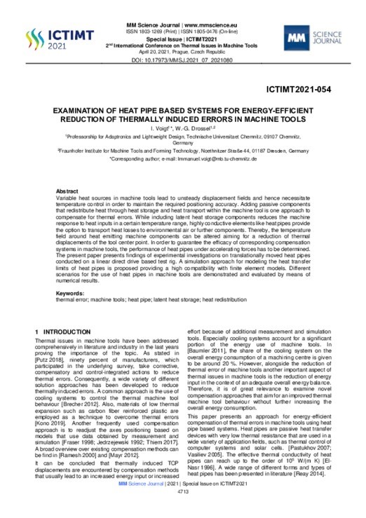 Examination Of Heat Pipe Based Systems For Energy Efficient Reduction Of Thermally Induced