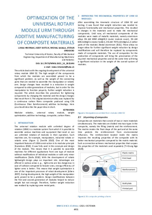 OPTIMIZATION OF THE UNIVERSAL ROTARY MODULE URM THROUGH ADDITIVE MANUFACTURING OF COMPOSITE ...
