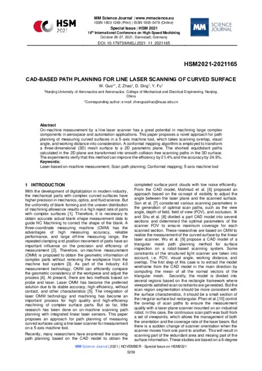 CAD-BASED PATH PLANNING FOR LINE LASER SCANNING OF CURVED SURFACE | MM ...