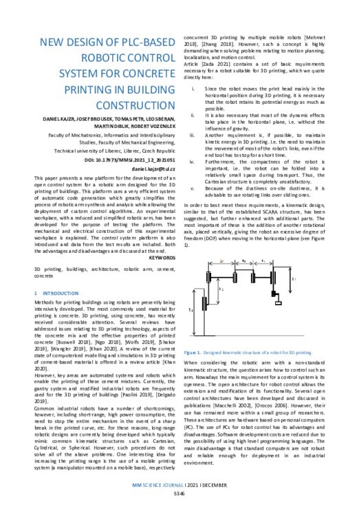 NEW DESIGN OF PLC-BASED ROBOTIC CONTROL SYSTEM FOR CONCRETE PRINTING IN ...