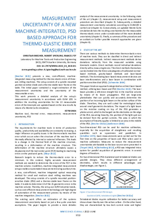 MEASUREMENT UNCERTAINTY OF A NEW MACHINE-INTEGRATED, PSD BASED APPROACH FOR THERMO-ELASTIC ERROR ...