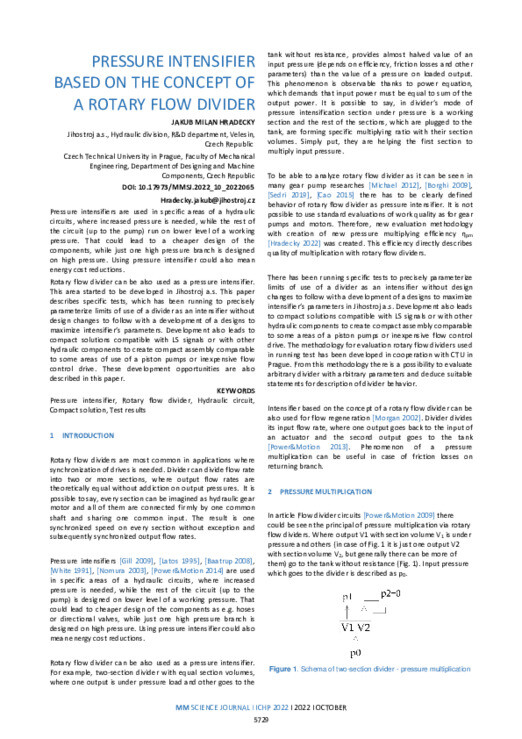 PRESSURE INTENSIFIER BASED ON THE CONCEPT OF A ROTARY FLOW DIVIDER | MM ...