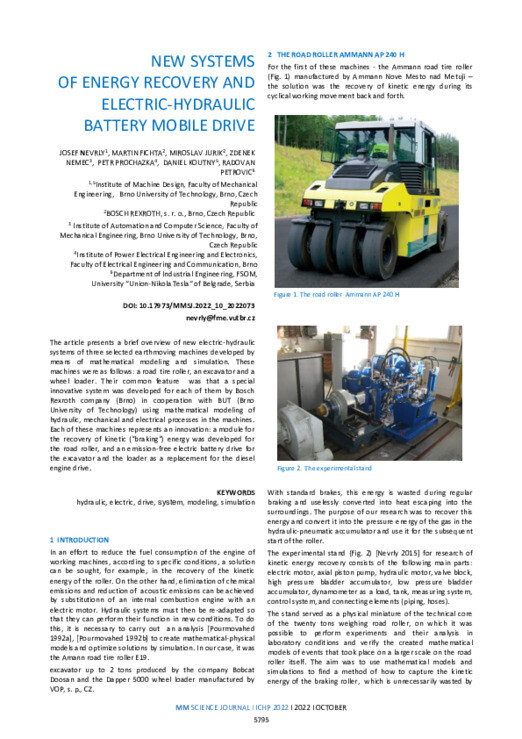 NEW SYSTEMS OF ENERGY RECOVERY AND ELECTRIC-HYDRAULIC BATTERY MOBILE ...