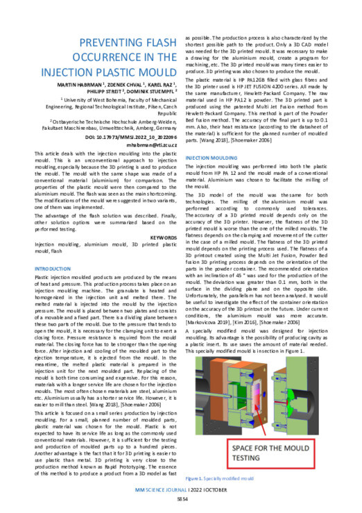 PREVENTING FLASH OCCURRENCE IN THE INJECTION PLASTIC MOULD | MM Science ...