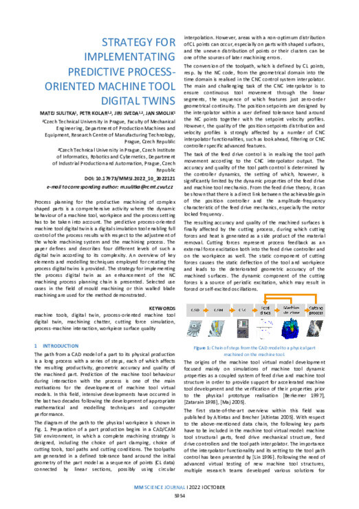 STRATEGY FOR IMPLEMENTATING PREDICTIVE PROCESS-ORIENTED MACHINE TOOL DIGITAL TWINS | MM Science ...
