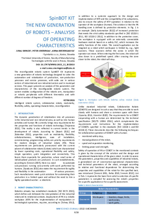 SpinBOT KIT THE NEW GENERATION OF ROBOTS – ANALYSIS OF OPERATING ...