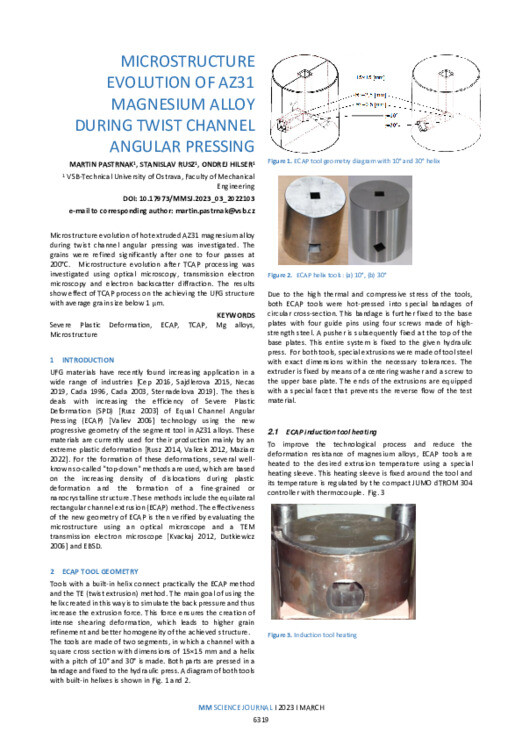 MICROSTRUCTURE EVOLUTION OF AZ31 MAGNESIUM ALLOY DURING TWIST CHANNEL ANGULAR PRESSING | MM ...