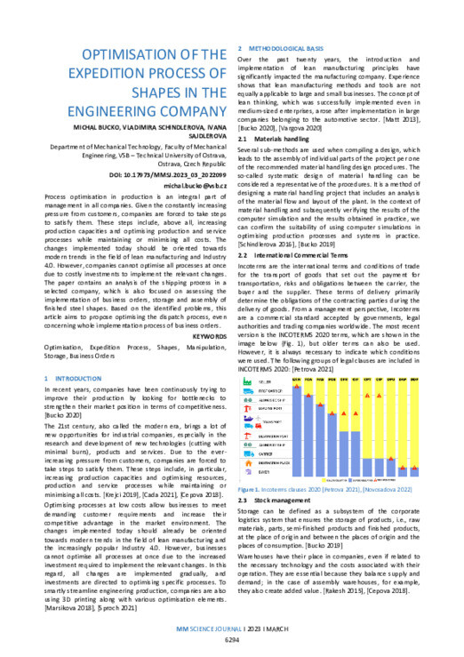 OPTIMISATION OF THE EXPEDITION PROCESS OF SHAPES IN THE ENGINEERING ...