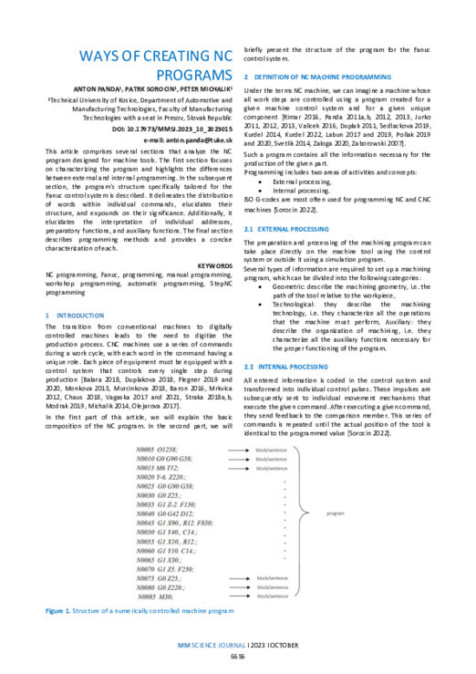 WAYS OF CREATING NC PROGRAMS | MM Science Journal