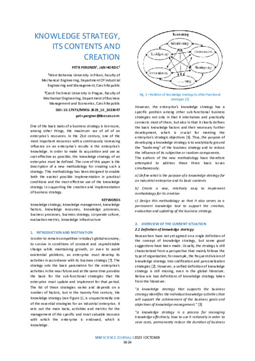 KNOWLEDGE STRATEGY, ITS CONTENTS AND CREATION | MM Science Journal