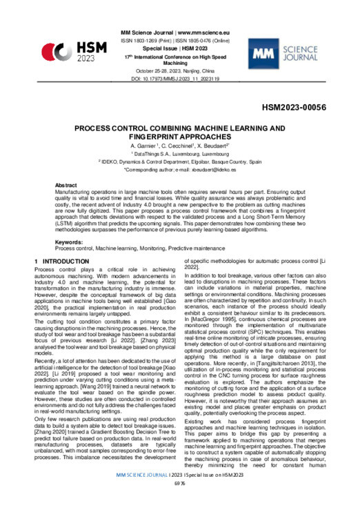 PROCESS CONTROL COMBINING MACHINE LEARNING AND FINGERPRINT APPROACHES ...