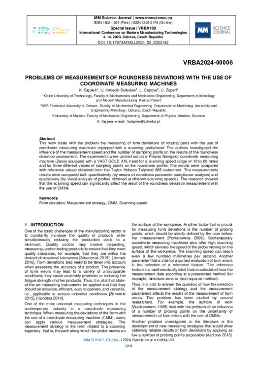 Problems Of Measurements Of Roundness Deviations With The Use Of Coordinate Measuring Machines