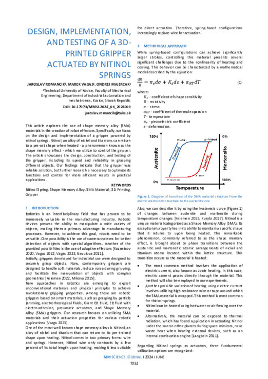DESIGN, IMPLEMENTATION, AND TESTING OF A 3D-PRINTED GRIPPER ACTUATED BY ...