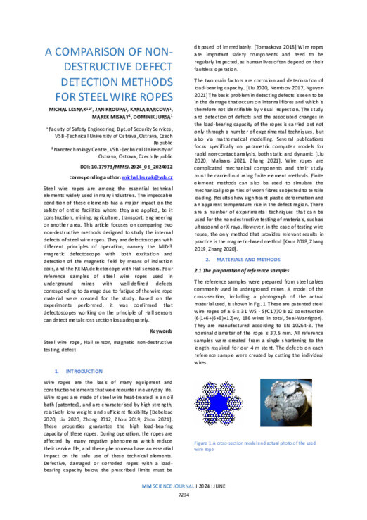 A Comparison Of Non Destructive Defect Detection Methods For Steel Wire Ropes Mm Science Journal