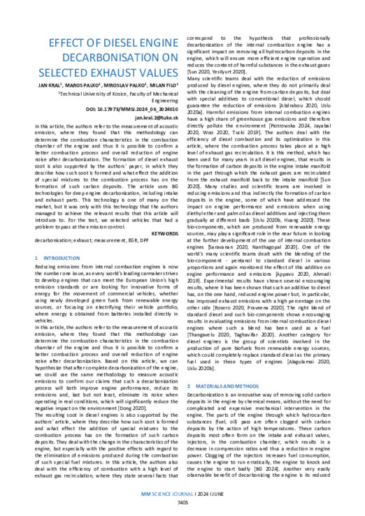 EFFECT OF DIESEL ENGINE DECARBONISATION ON SELECTED EXHAUST VALUES | MM ...