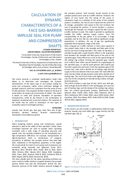 CALCULATION OF DYNAMIC CHARACTERISTICS OF A FACE GAS-BARRIER IMPULSE ...