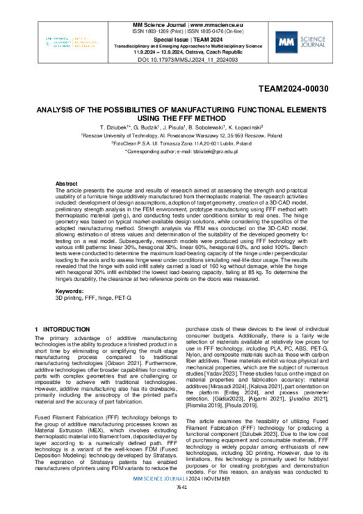 ANALYSIS OF THE POSSIBILITIES OF MANUFACTURING FUNCTIONAL ELEMENTS ...