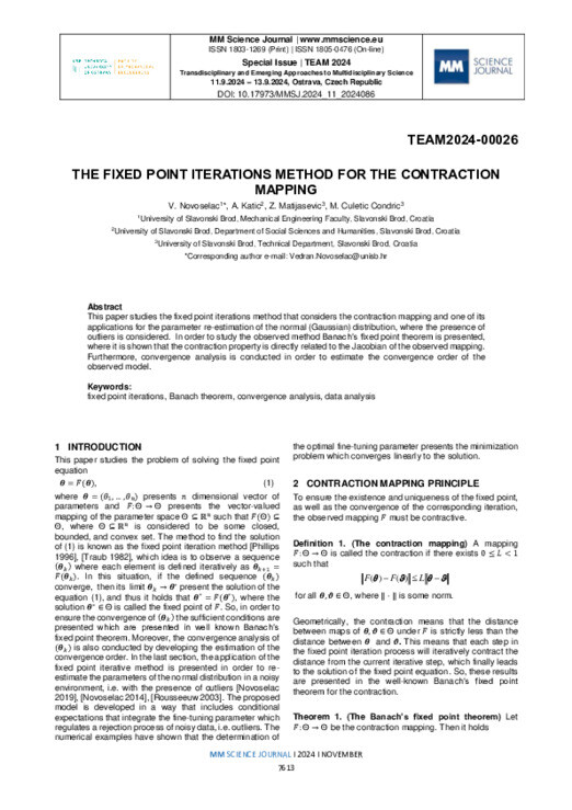 THE FIXED POINT ITERATIONS METHOD FOR THE CONTRACTION MAPPING | MM ...