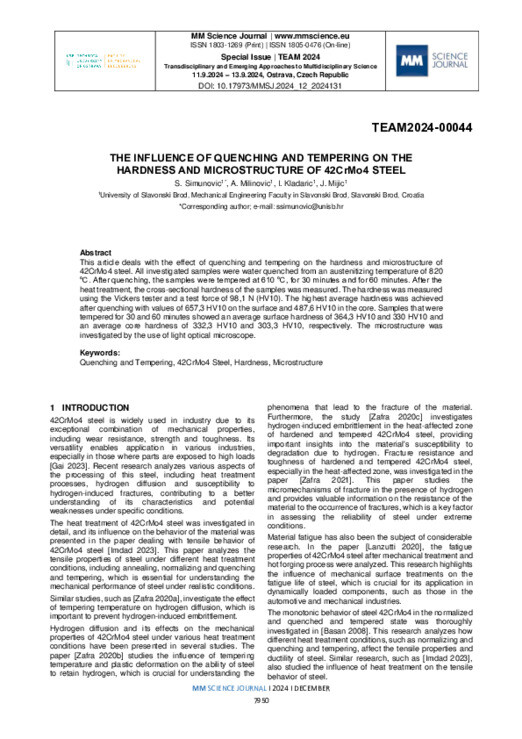 The Influence Of Quenching And Tempering On The Hardness And