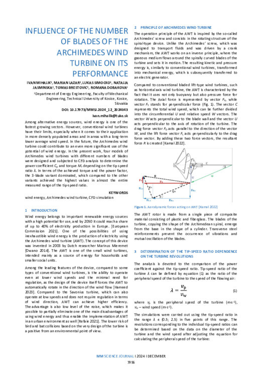 INFLUENCE OF THE NUMBER OF BLADES OF THE ARCHIMEDES WIND TURBINE ON ITS PERFORMANCE | MM Science ...