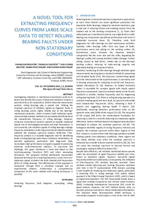 A Novel Tool For Extracting Frequency Curves From Large Scale Data To Detect Rolling Bearing