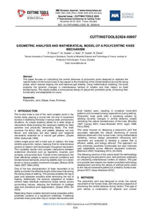 GEOMETRIC ANALYSIS AND MATHEMATICAL MODEL OF A POLYCENTRIC KNEE ...
