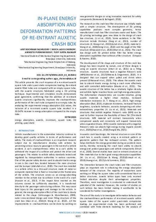IN-PLANE ENERGY ABSORPTION AND DEFORMATION PATTERNS OF RE-ENTRANT ...