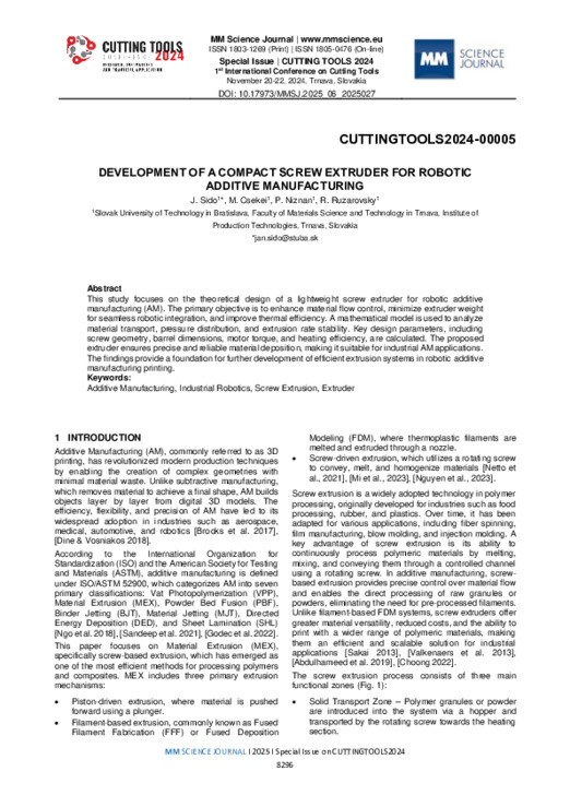 DEVELOPMENT OF A COMPACT SCREW EXTRUDER FOR ROBOTIC ADDITIVE ...