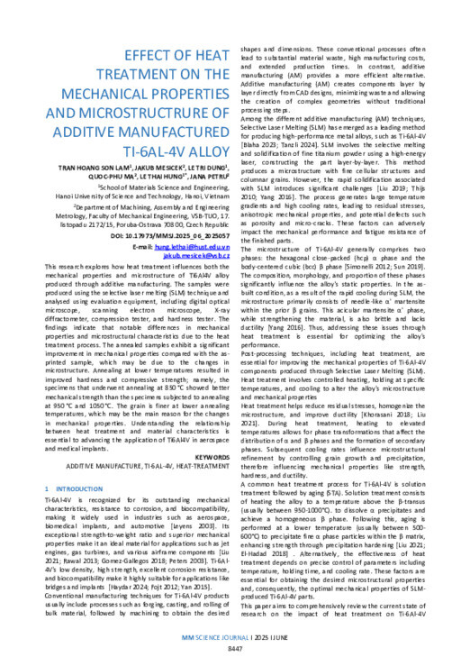 EFFECT OF HEAT TREATMENT ON THE MECHANICAL PROPERTIES AND ...