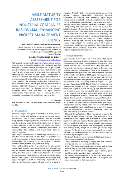 AGILE MATURITY ASSESSMENT FOR INDUSTRIAL COMPANIES IN SLOVAKIA ...