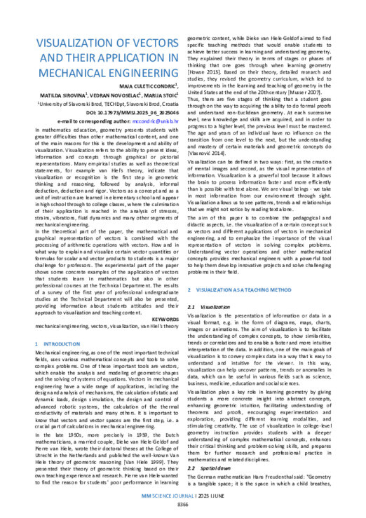 VISUALIZATION OF VECTORS AND THEIR APPLICATION IN MECHANICAL ...